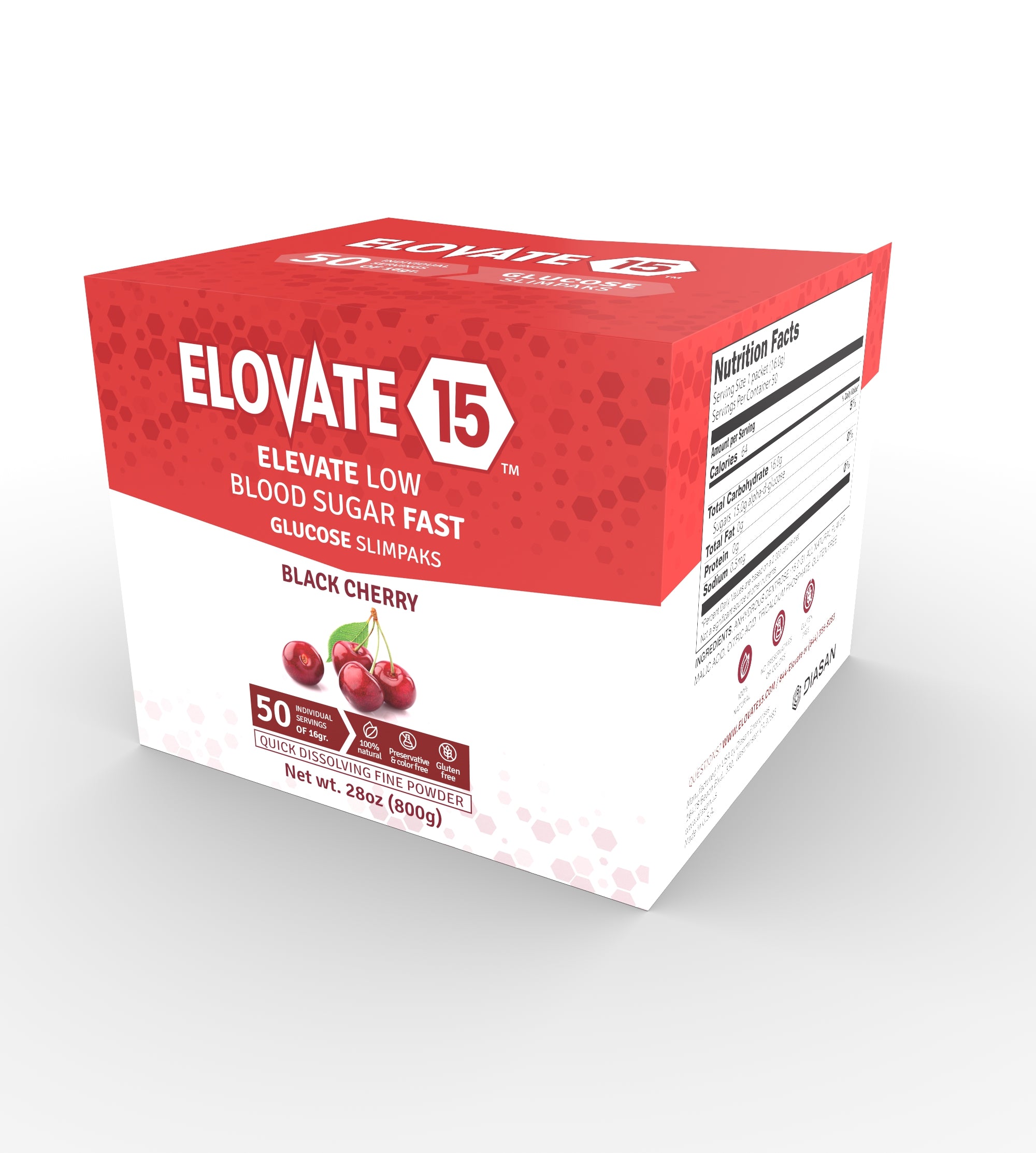 Elovate 15 Glucose SlimPak - Cherry Flavored Powder