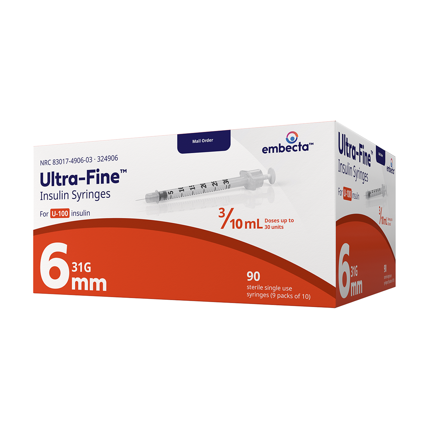 Insulin Syringes Ultra-Fine Needle - 31G 3/10cc 15/64" - BX 90 ...