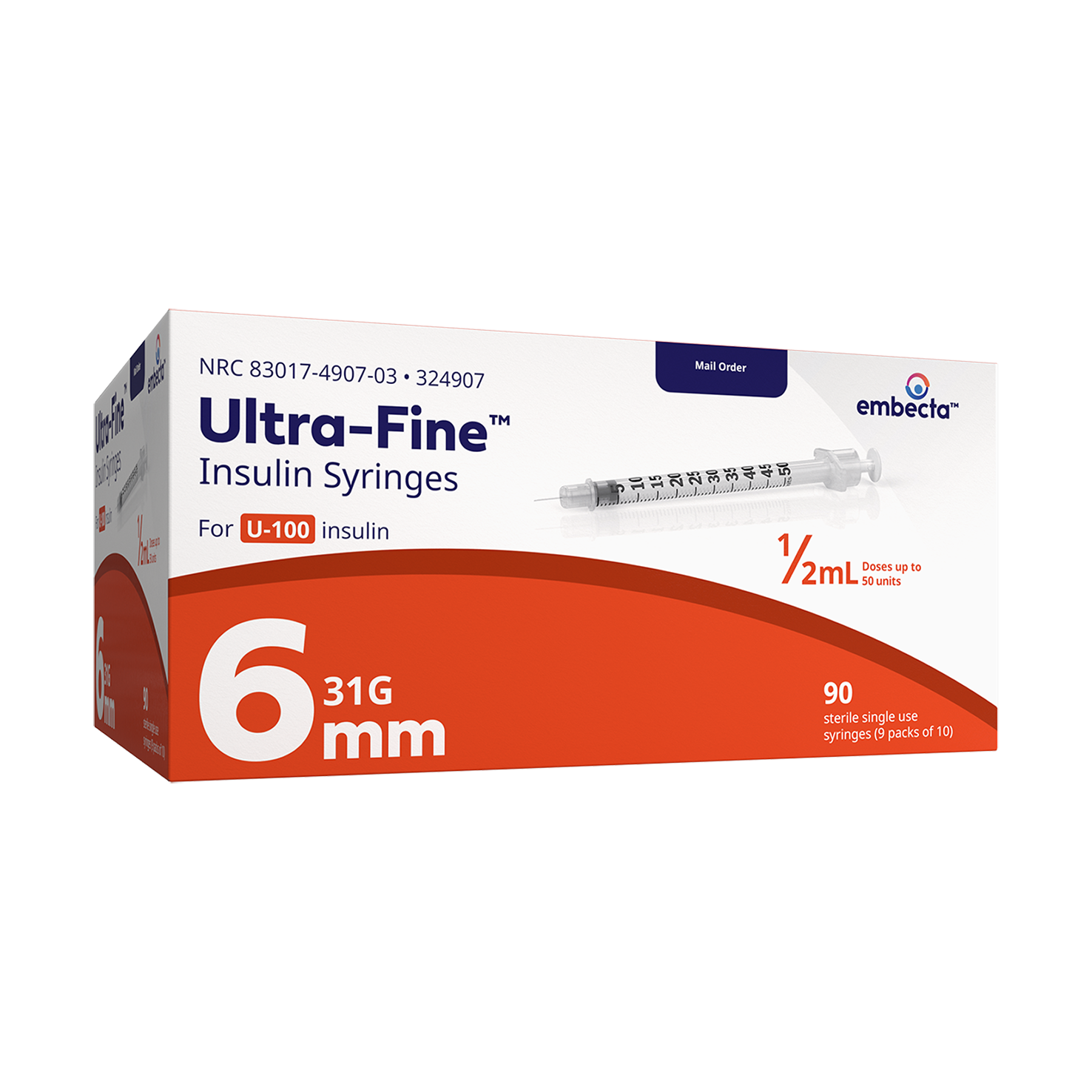 Insulin Syringes Ultra-Fine Needle - 31G 1/2cc 6mm 15/64" - BX 90 ...