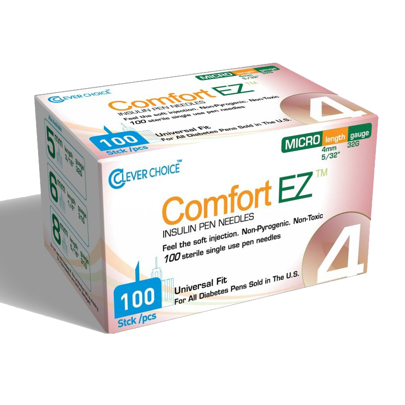 Clever Choice Comfort EZ Pen Needles - 4mm, 32G, 100 Count
