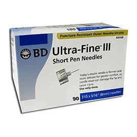 Ultra-Fine Short Pen Needles - 31G - 5/16" - 90 Ct Box
