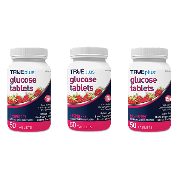 Raspberry Glucose Tablets, 50 ct. - Pack of 3 | TRUEplus Glucose Tabs