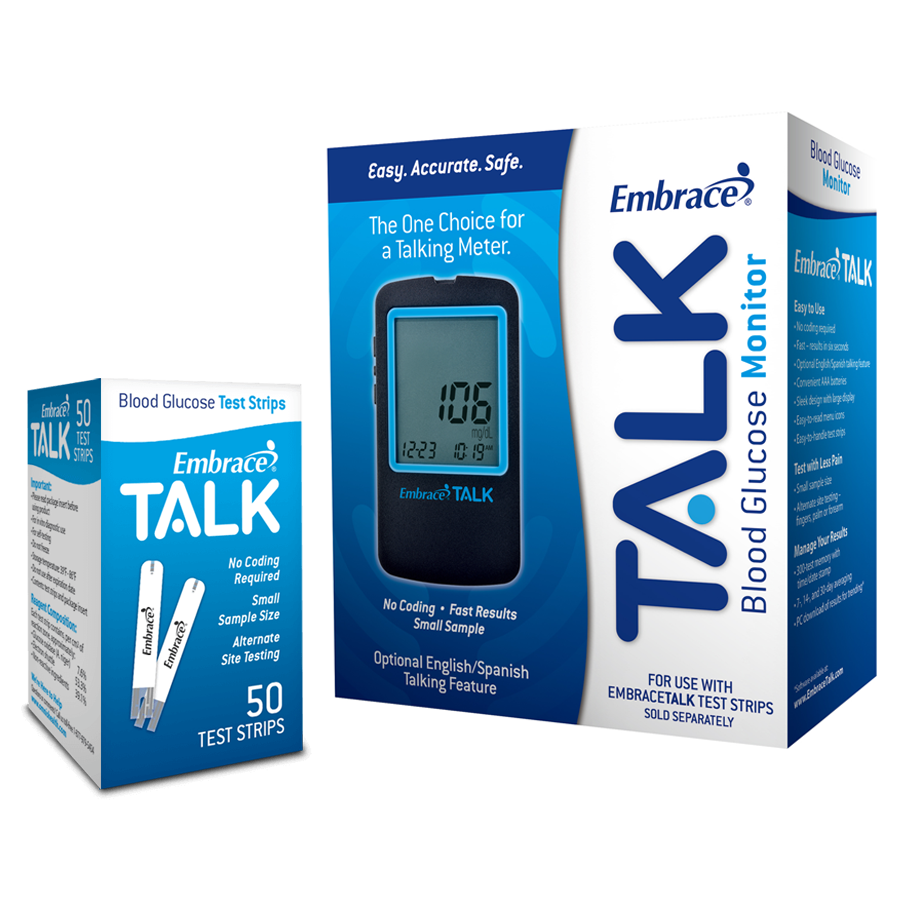 Embrace TALK Meter with 50 Glucose Test Strips | TotalDiabetesSupply.com